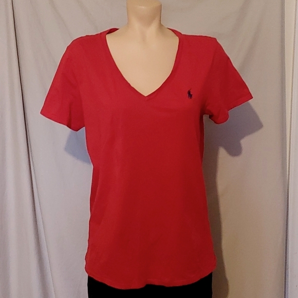 Ralph Lauren | Tops | Polo Ralph Lauren Sport Red V Neck Tee Shirt ...